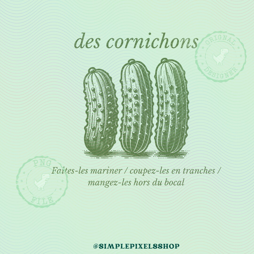 French Pickle Png, Des Cornichons Png, Vintage Green Png, Pickle Art ...