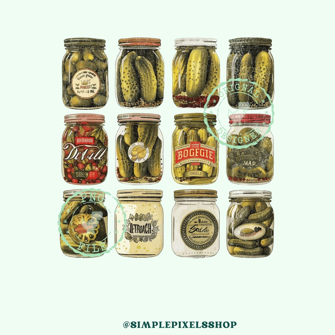 French Pickle Jars Png, Des Cornichons Png, Vintage Png, Quirky ...