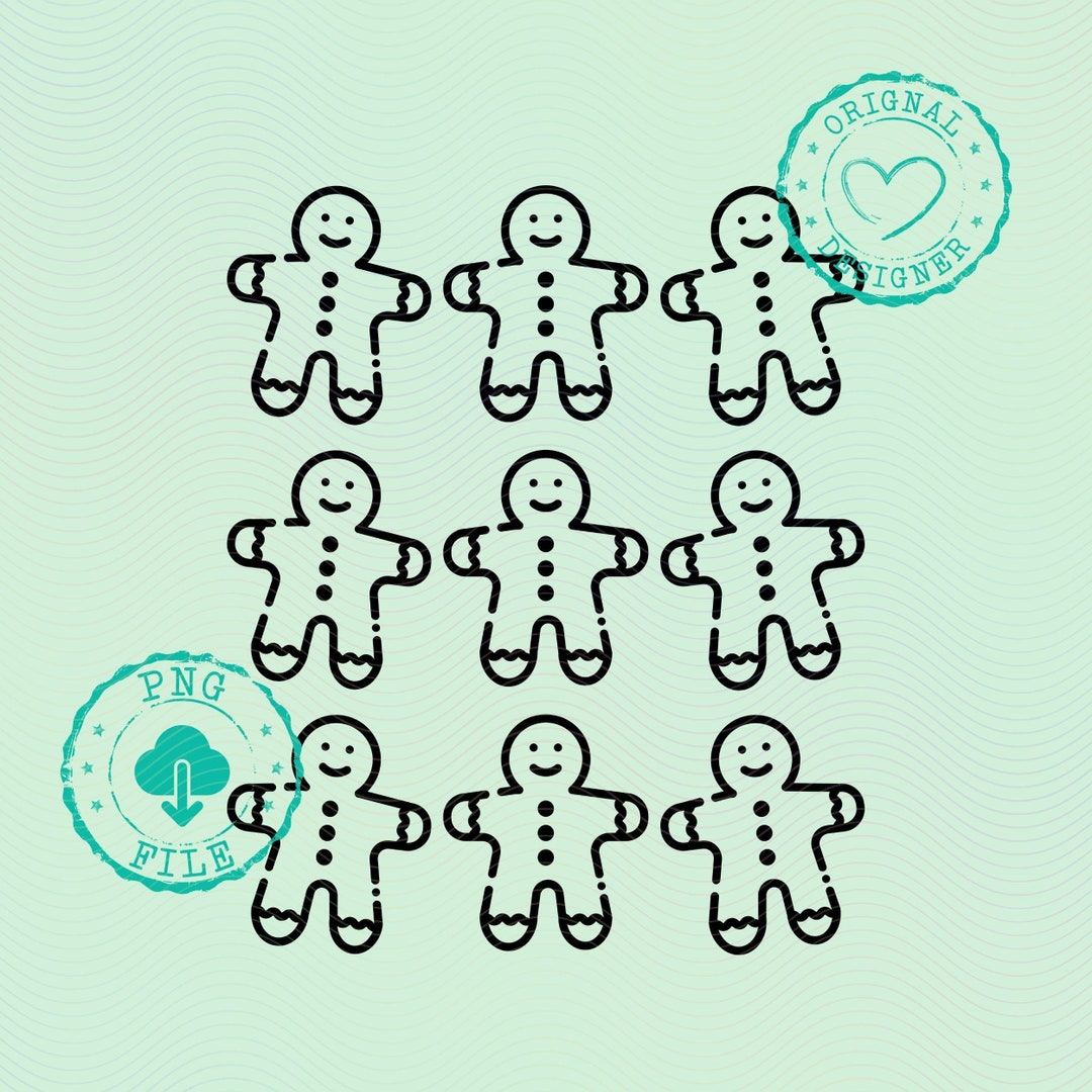 Christmas Gingerbread Man Outline PNG Holiday Craft Clipart for DIY ...