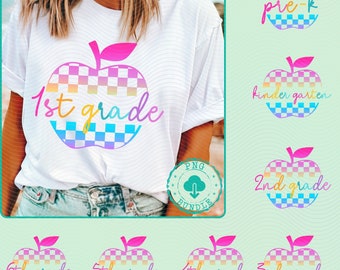 Retro Apple Teacher Png Bundle, Teacher Shirt Png Bundle, Back to ...