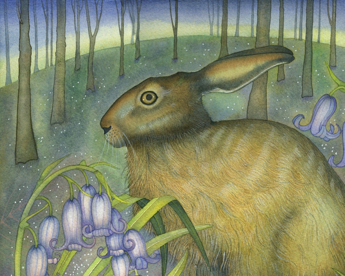 Fine Art Print of an Original Painting:'the Bluebell Hare' - Etsy