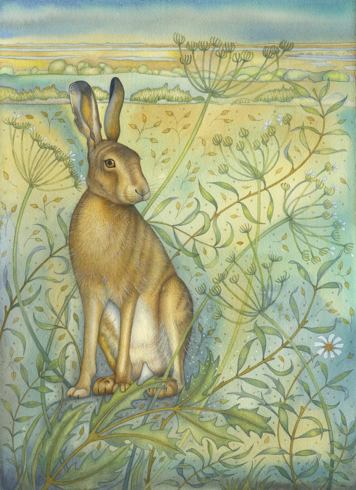 Fine Art Print of an Original Painting: 'hare on the Freshes'. - Etsy
