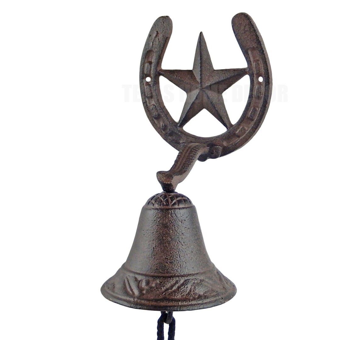 Horseshoe Star Farm Dinner Bell Cast Iron Wall Mounted Rustic Country ...