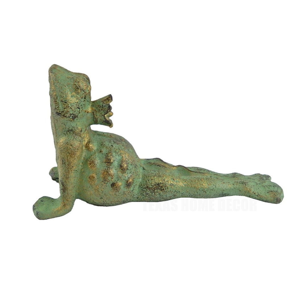 Green Prince Frog Yoga Pose Verdigris Cast Iron Figurine Door Wedge ...