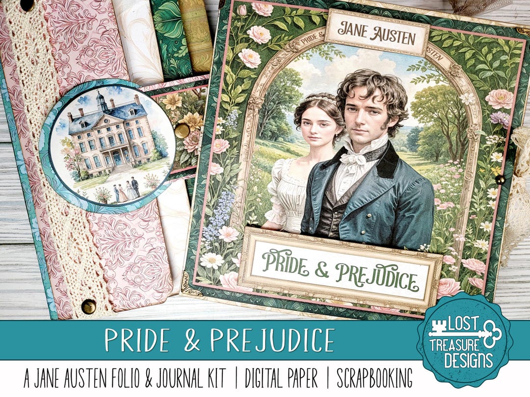PRIDE & PREJUDICE: A Jane Austen Folio and Journal Kit, Embellishments ...