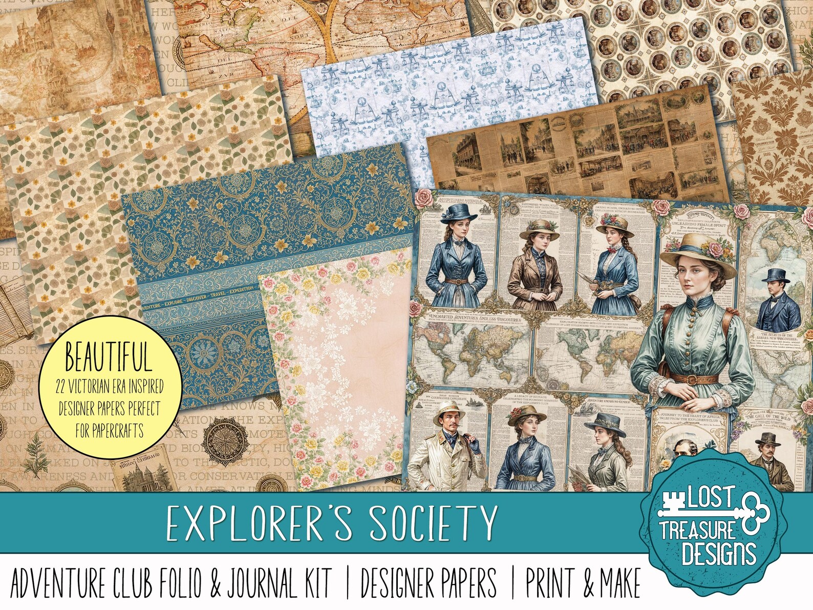 EXPLORER’S SOCIETY: Victorian Adventure Club Folio & Junk Journal Kit ...