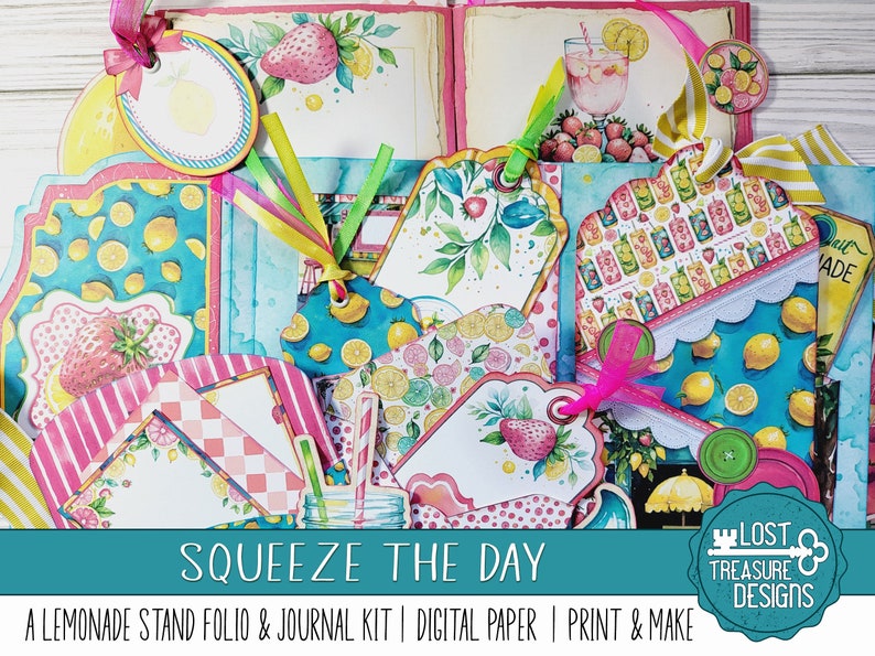 SQUEEZE THE DAY a Lemonade Stand Folio & Journal Kit, Papercraft ...
