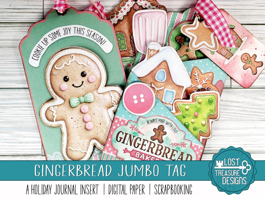 Gingerbread Jumbo Tag: A Sweet Holiday Project. Embellishments, Digital ...