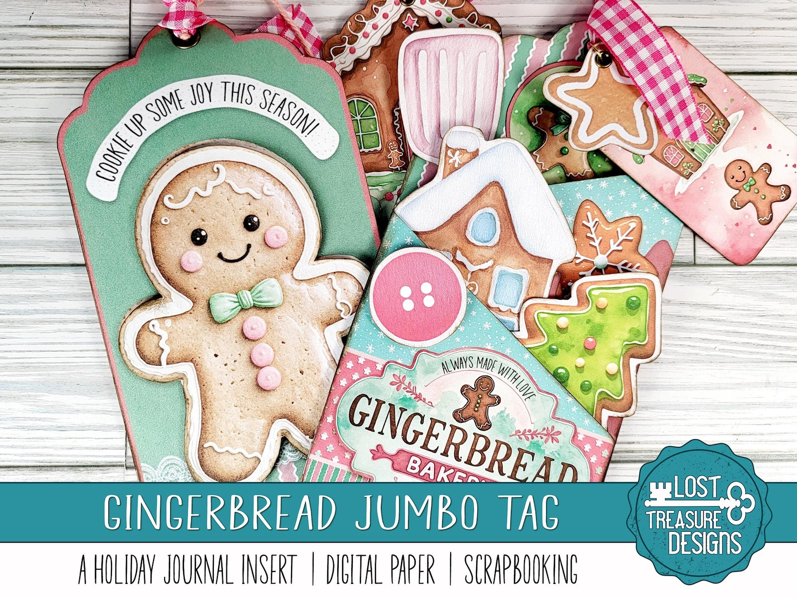 Gingerbread Jumbo Tag: A Sweet Holiday Project. Embellishments, Digital ...