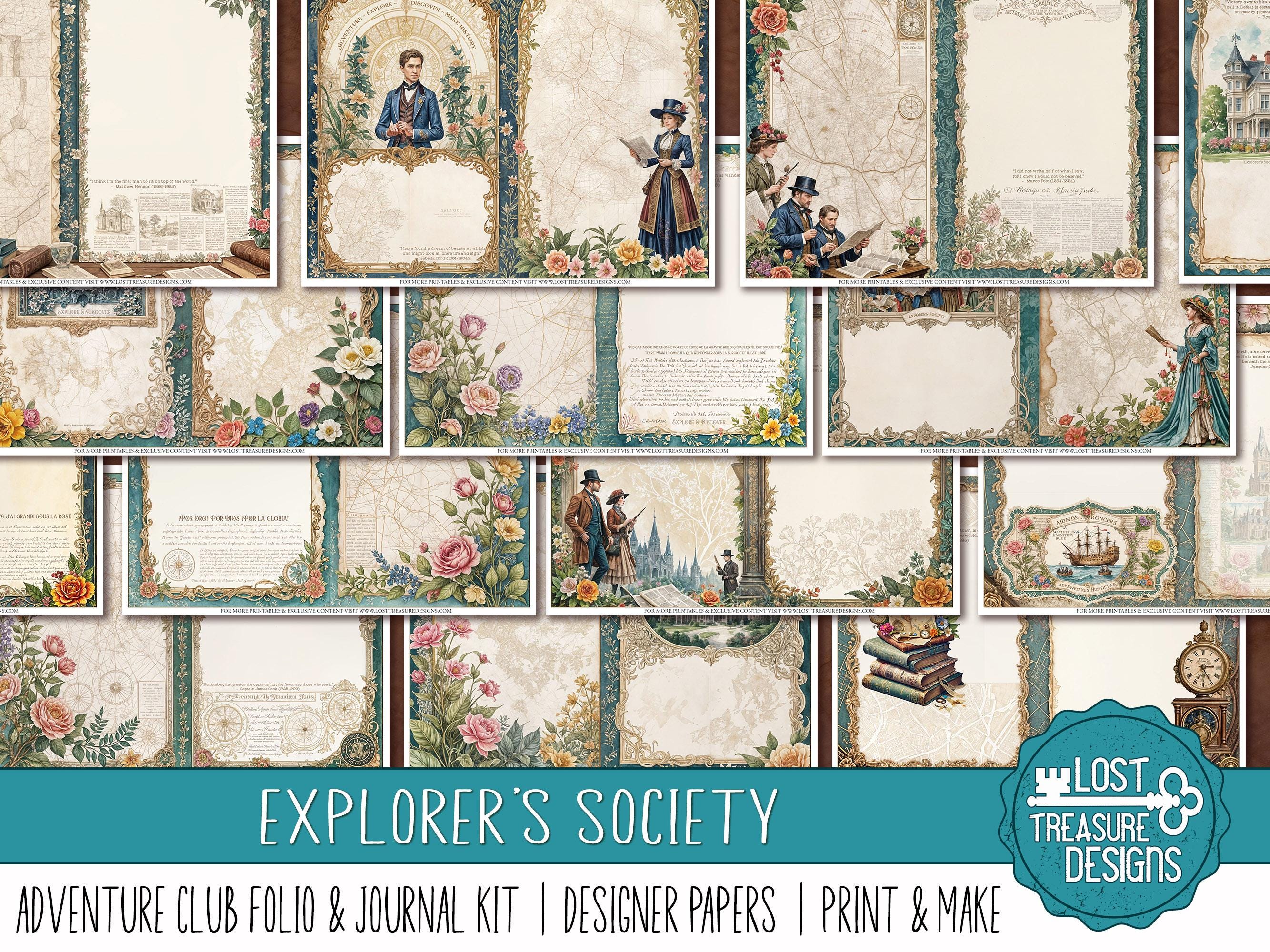 EXPLORERS SOCIETY: Victorian Adventure Club Folio & Junk Journal Kit ...