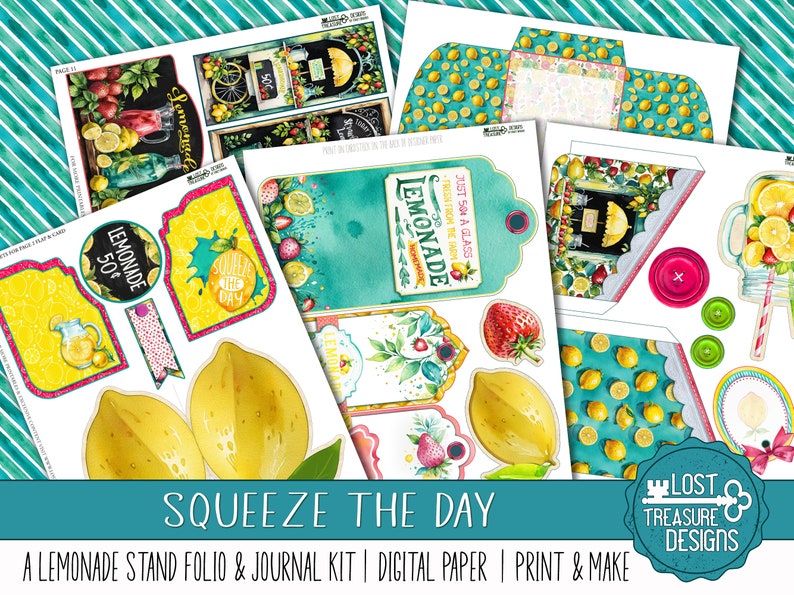 SQUEEZE THE DAY a Lemonade Stand Folio & Journal Kit, Papercraft ...