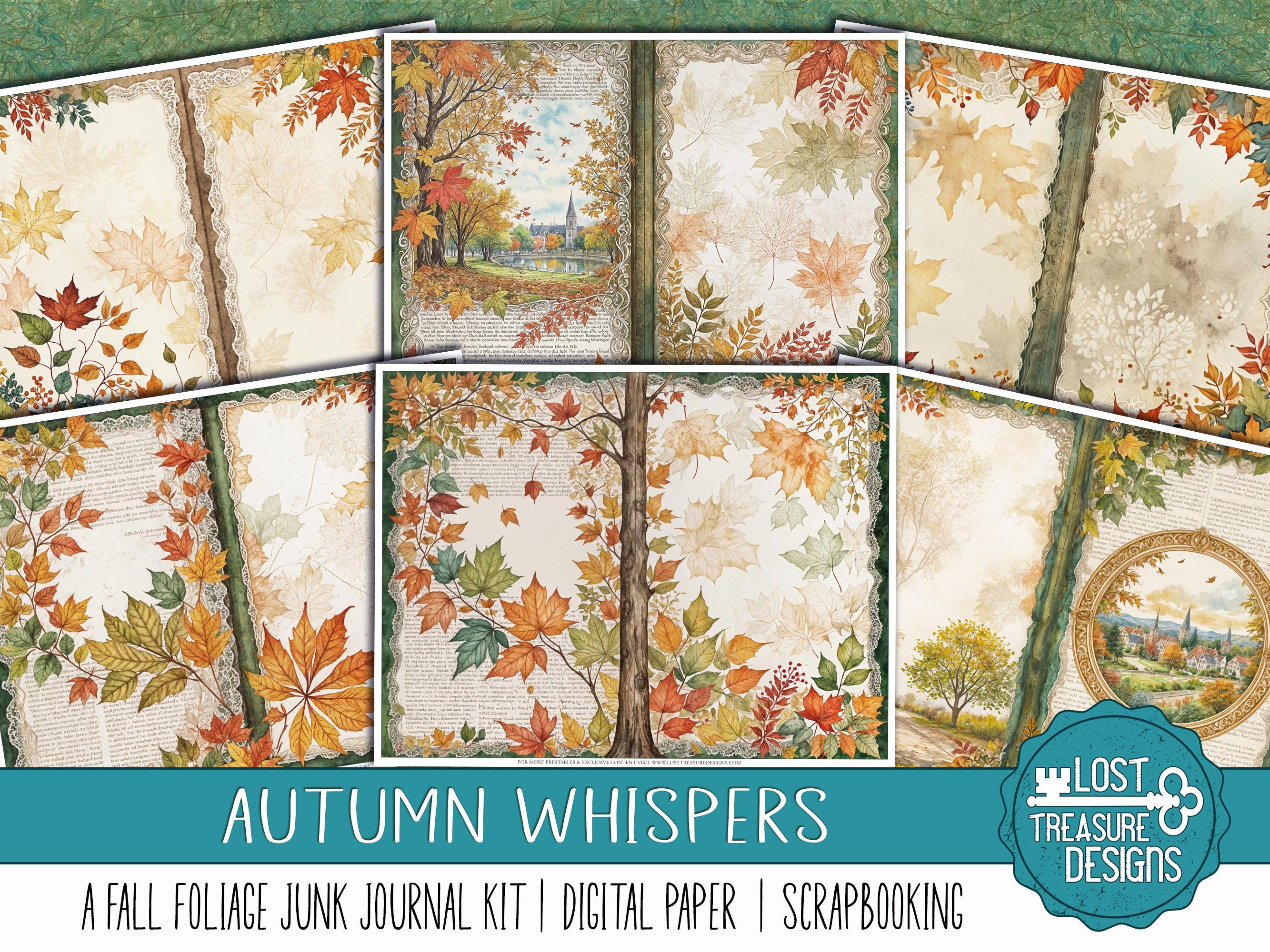 AUTUMN WHISPERS: a Fall Foliage Junk Journal Kit, Embellishments ...