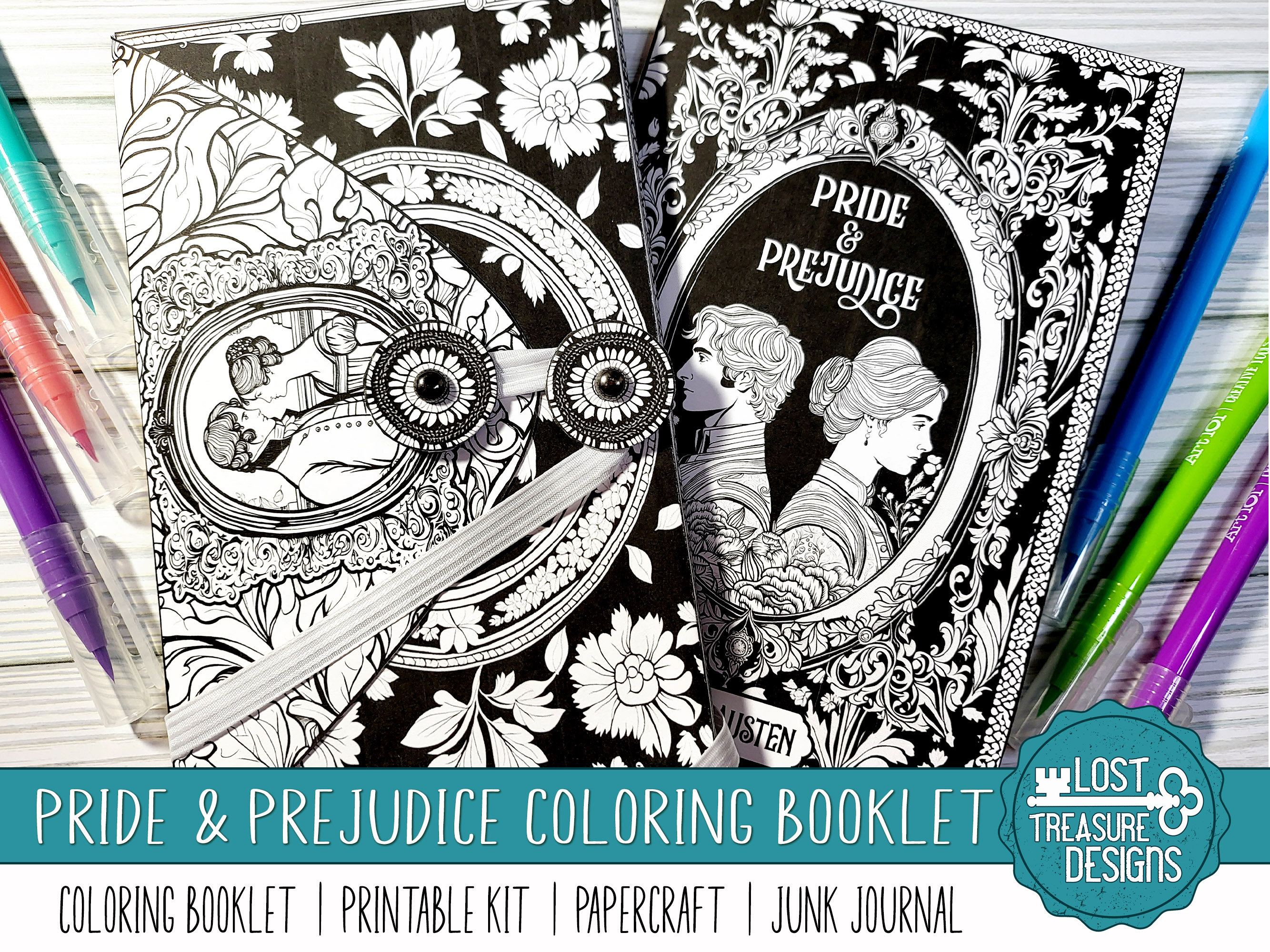 PRIDE & PREJUDICE Coloring Booklet With Junk Journal, Papercraft ... PRIDE & PREJUDICE Coloring Booklet With Junk Journal, Papercraft ...