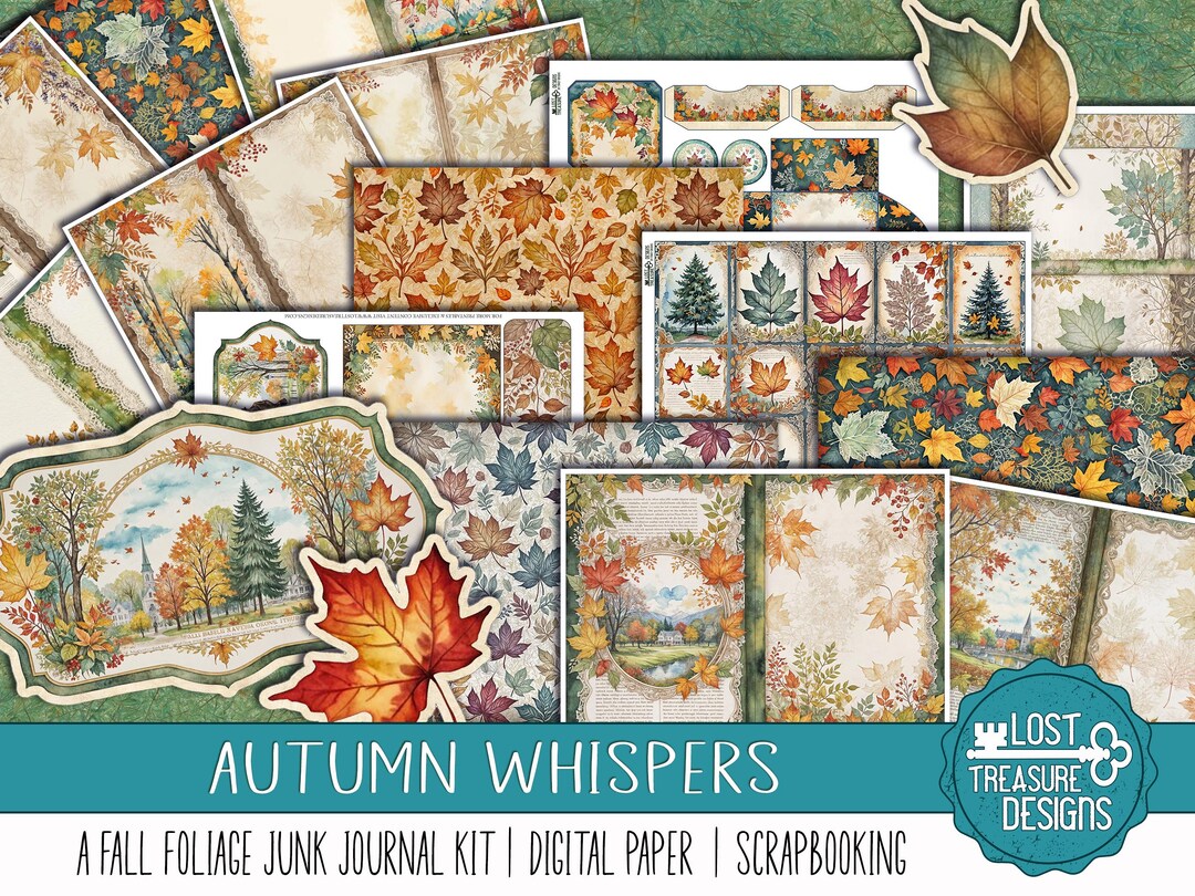 AUTUMN WHISPERS: a Fall Foliage Junk Journal Kit, Embellishments ...
