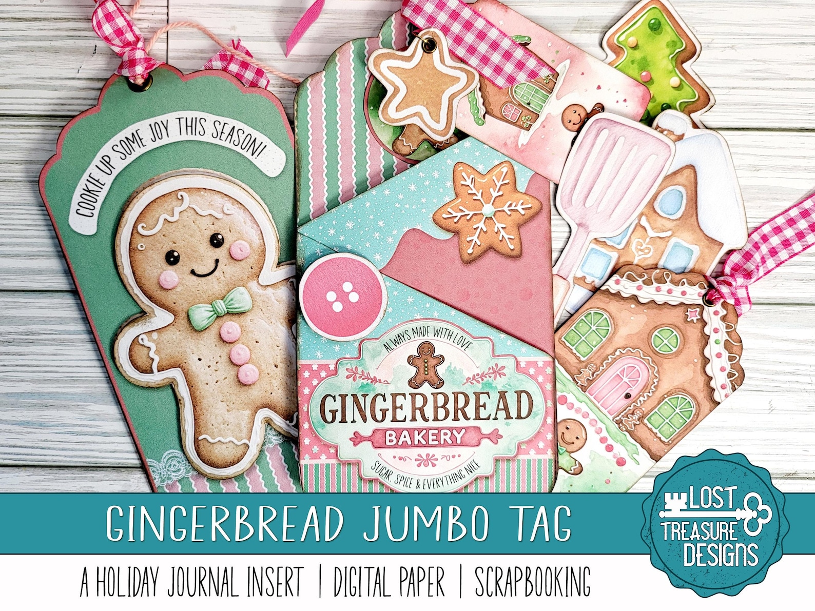 Gingerbread Jumbo Tag: A Sweet Holiday Project. Embellishments, Digital ...