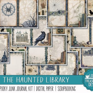 THE HAUNTED LIBRARY: A Spooky Junk Journal Kit, Embellishments, Digital ...