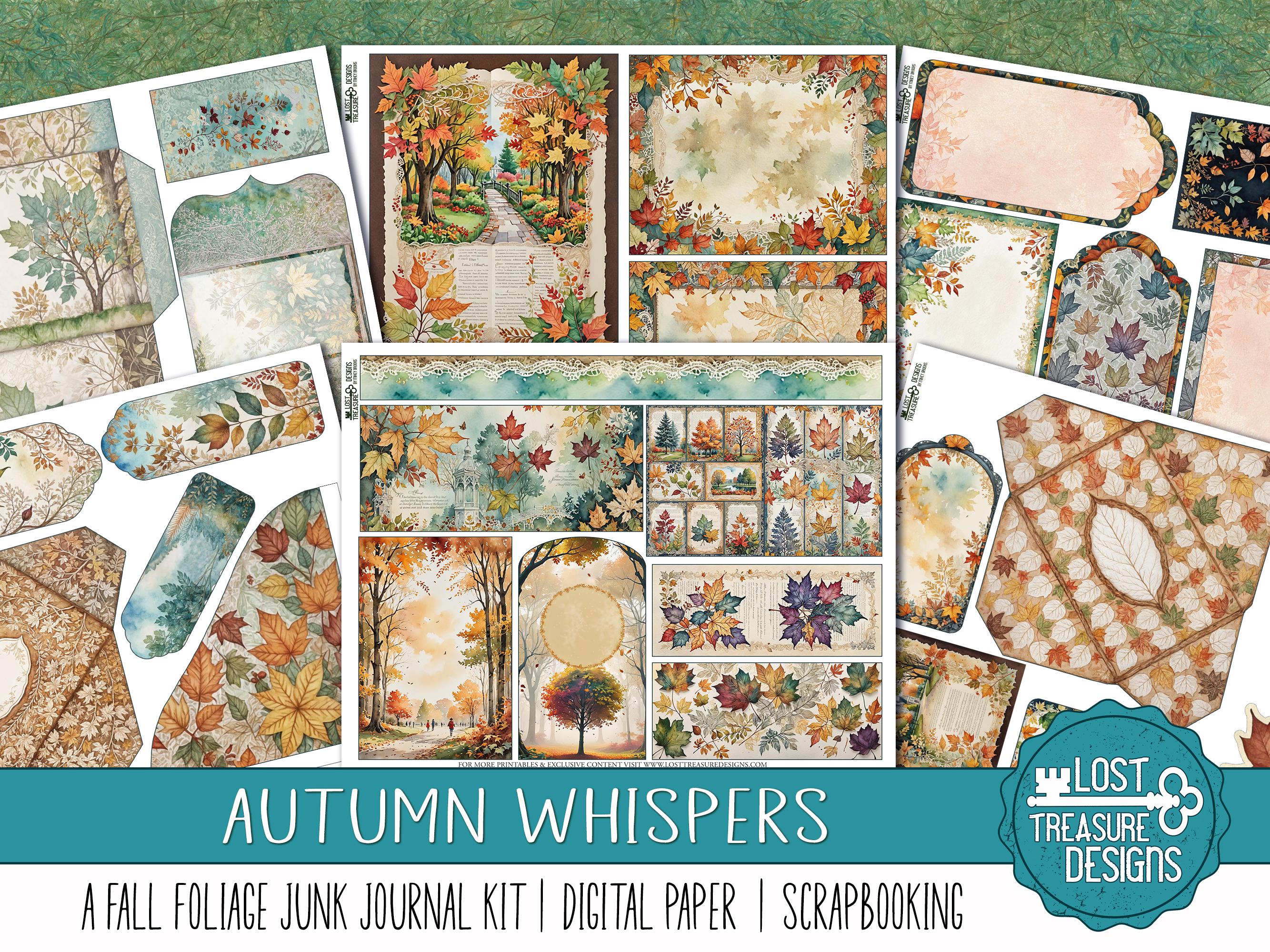 AUTUMN WHISPERS: a Fall Foliage Junk Journal Kit, Embellishments ...
