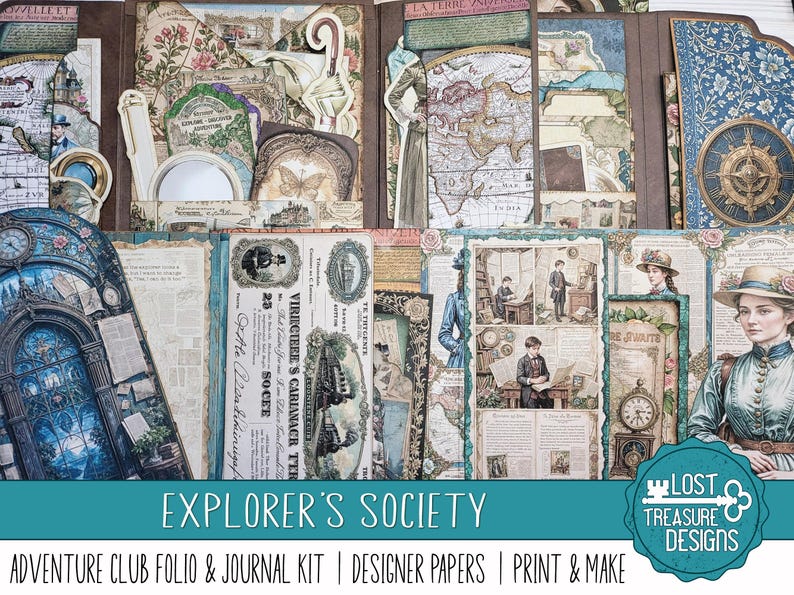 EXPLORER’S SOCIETY: Victorian Adventure Club Folio & Junk Journal Kit ...