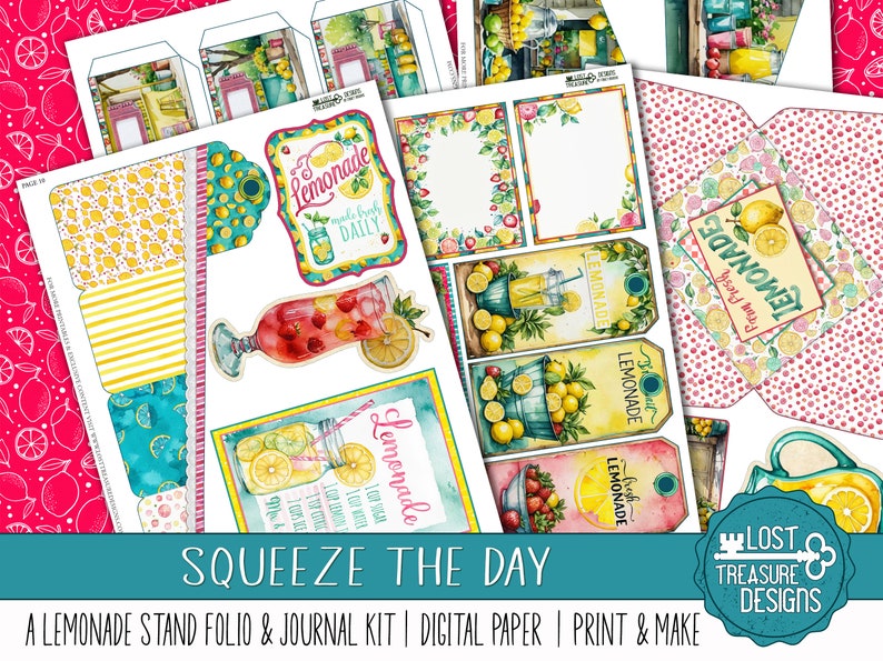 SQUEEZE THE DAY a Lemonade Stand Folio & Journal Kit, Papercraft ...