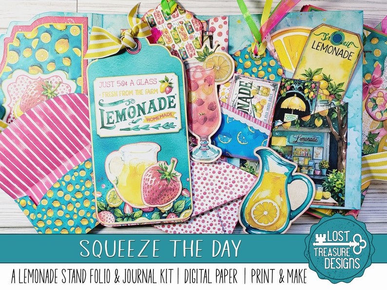 SQUEEZE THE DAY a Lemonade Stand Folio & Journal Kit, Papercraft ...
