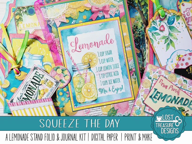 SQUEEZE THE DAY a Lemonade Stand Folio & Journal Kit, Papercraft ...