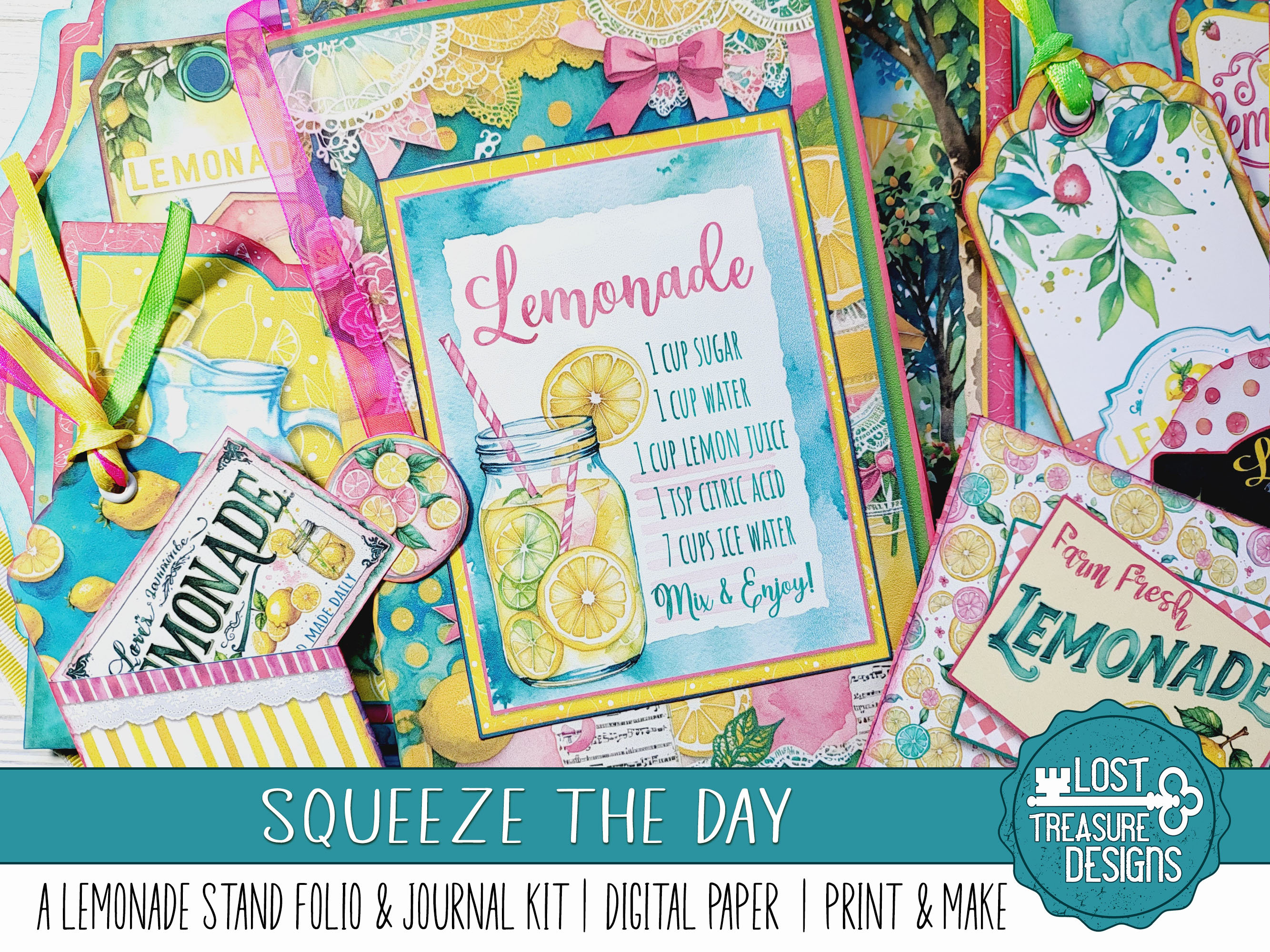 SQUEEZE THE DAY a Lemonade Stand Folio & Journal Kit, Papercraft ...