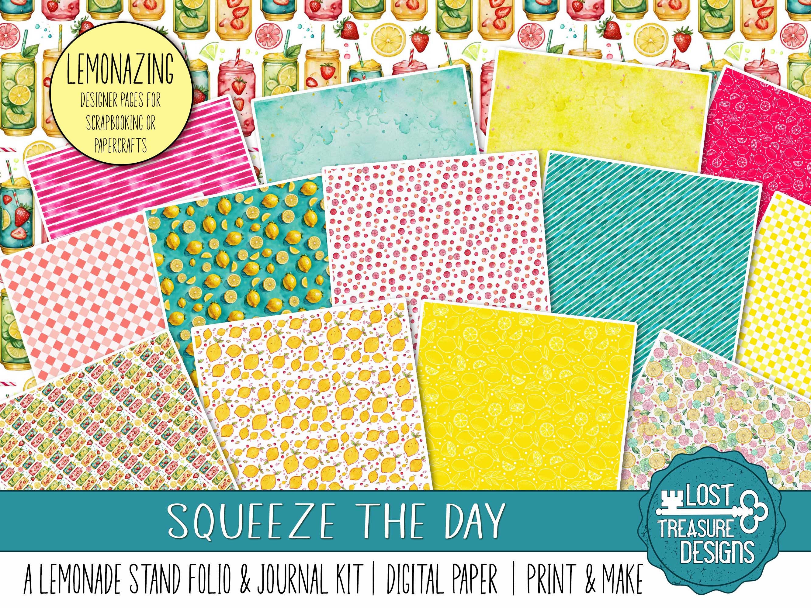SQUEEZE THE DAY a Lemonade Stand Folio & Journal Kit, Papercraft ...