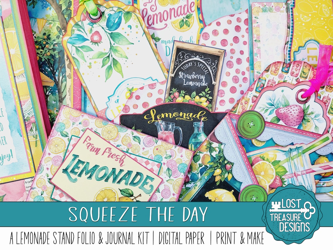 SQUEEZE THE DAY a Lemonade Stand Folio & Journal Kit, Papercraft ...