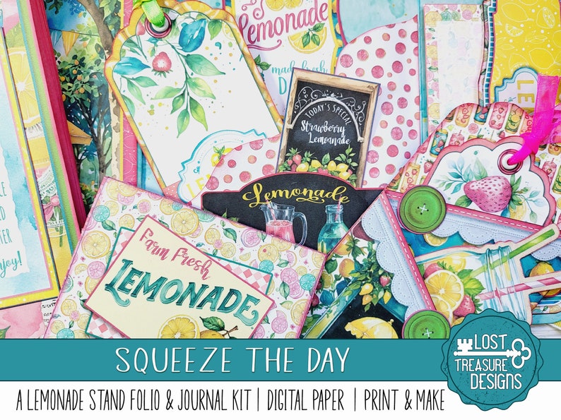 SQUEEZE THE DAY a Lemonade Stand Folio & Journal Kit, Papercraft ...