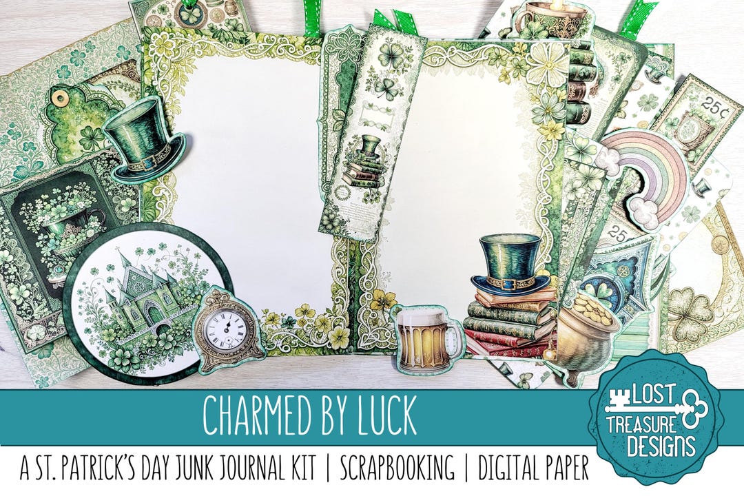 CHARMED BY LUCK: A St Patrick's Day Junk Journal Kit, Embellishments ...