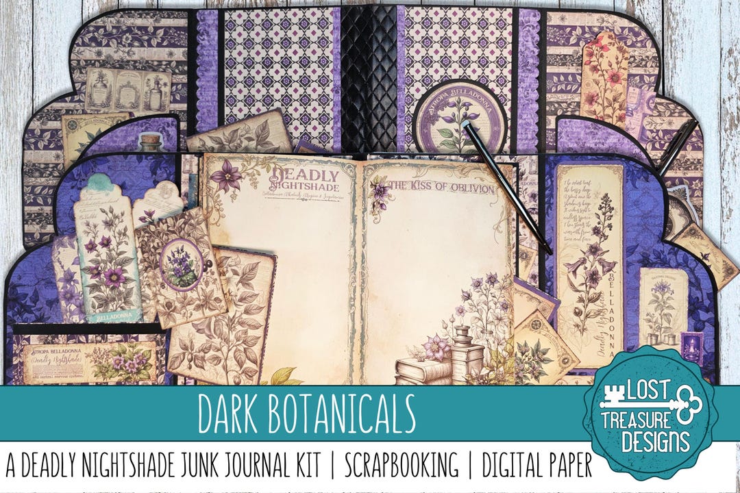 DARK BOTANICALS: A Deadly Nightshade Junk Journal Kit, Scrapbooking ...