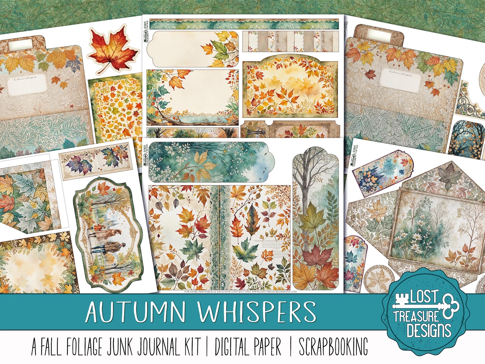 AUTUMN WHISPERS: a Fall Foliage Junk Journal Kit, Embellishments ...