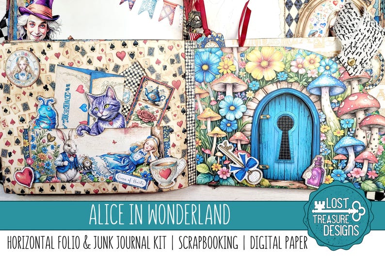 ALICE IN WONDERLAND: A Horizontal Folio & Junk Journal Kit ...