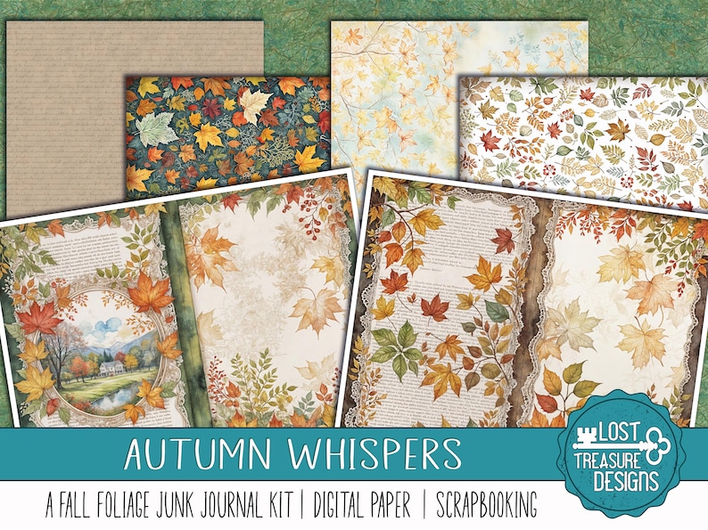 AUTUMN WHISPERS: a Fall Foliage Junk Journal Kit, Embellishments ...