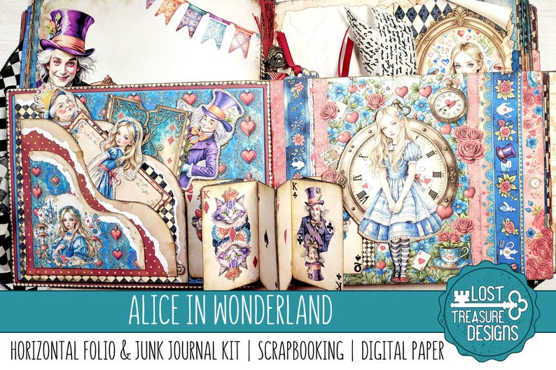 ALICE IN WONDERLAND: A Horizontal Folio & Junk Journal Kit ...