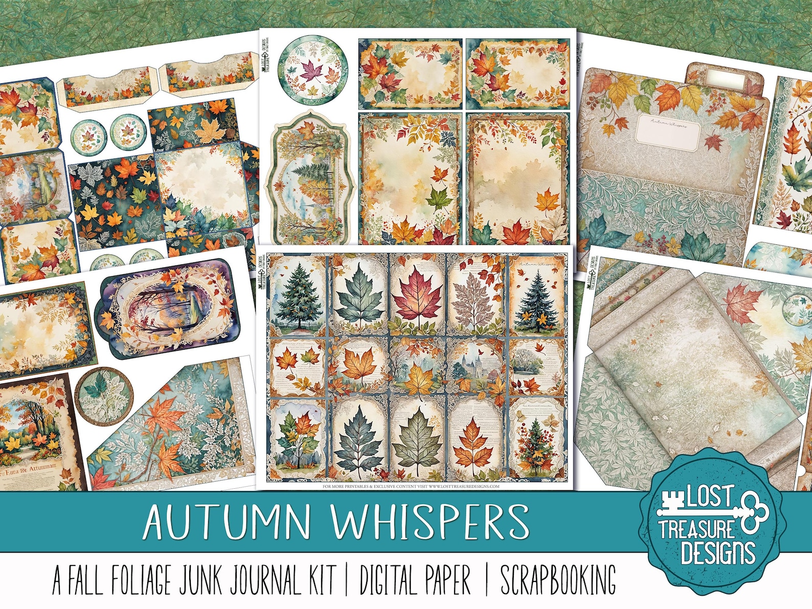 AUTUMN WHISPERS: a Fall Foliage Junk Journal Kit, Embellishments ...