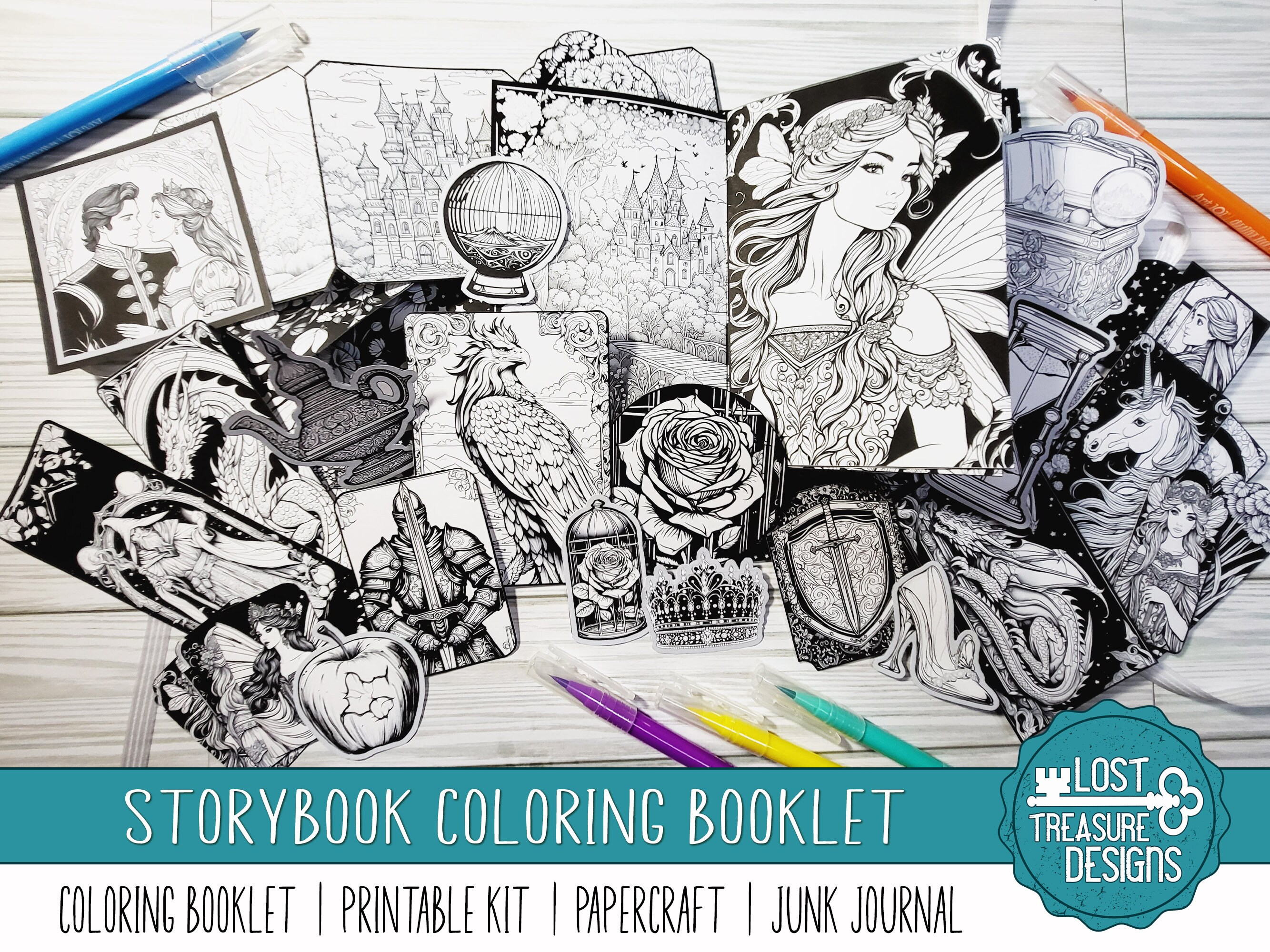 STORYBOOK Coloring Booklet With Junk Journal, Papercraft Printable Kit ...