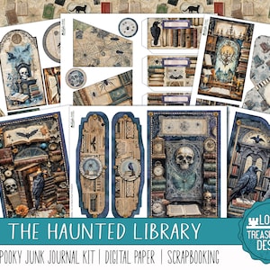 THE HAUNTED LIBRARY: A Spooky Junk Journal Kit, Embellishments, Digital ...