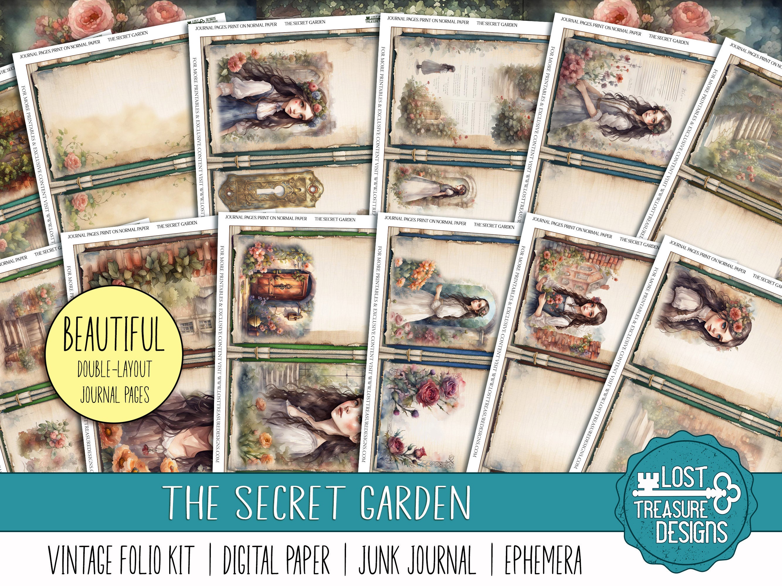 THE SECRET GARDEN: Vintage Folio & Junk Journal Kit, Printable Kit With ...
