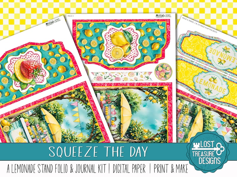 SQUEEZE THE DAY a Lemonade Stand Folio & Journal Kit, Papercraft ...