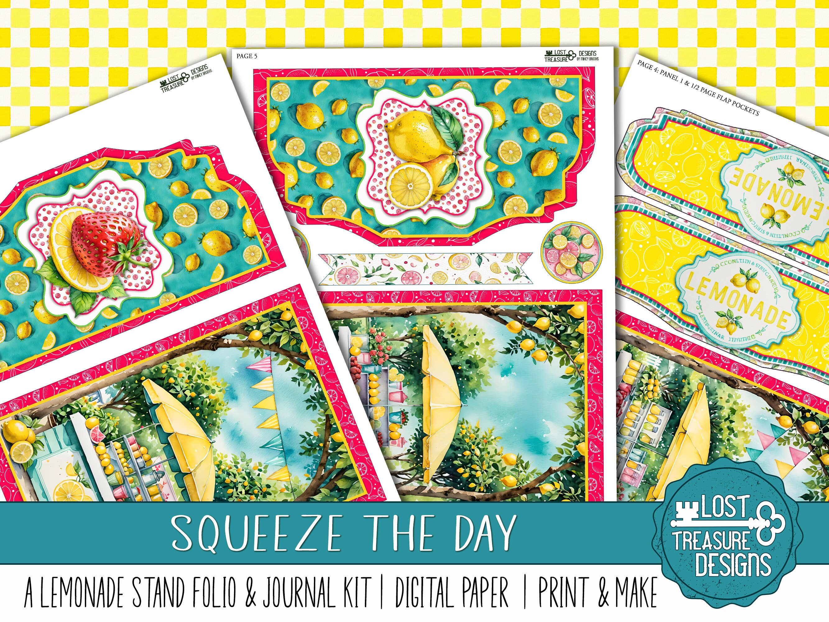 SQUEEZE THE DAY a Lemonade Stand Folio & Journal Kit, Papercraft ...