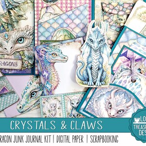 CRYSTALS & CLAWS: A Dragon Junk Journal Kit. Embellishments, Digital ...