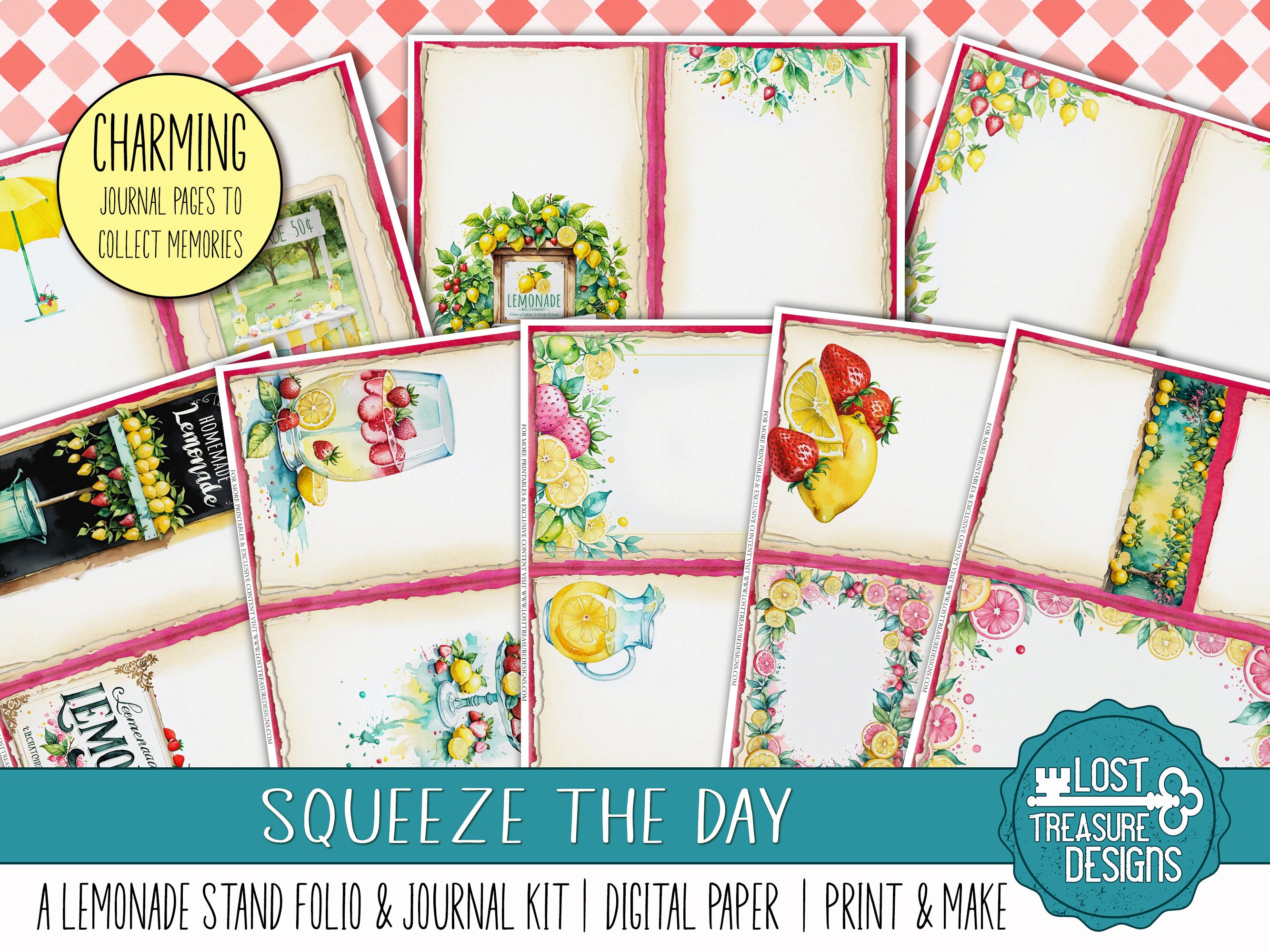 SQUEEZE THE DAY a Lemonade Stand Folio & Journal Kit, Papercraft ...