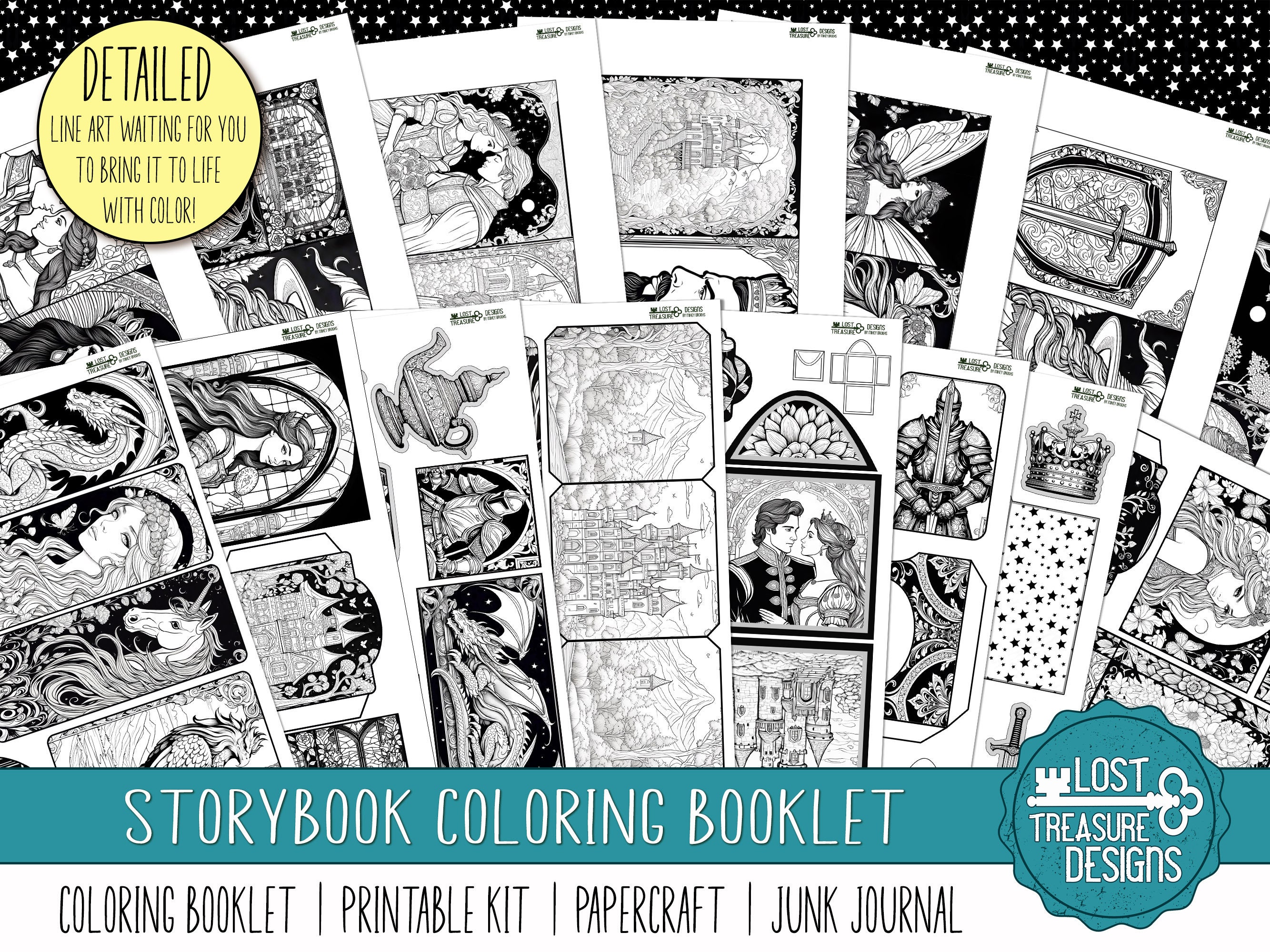 STORYBOOK Coloring Booklet With Junk Journal, Papercraft Printable Kit ...