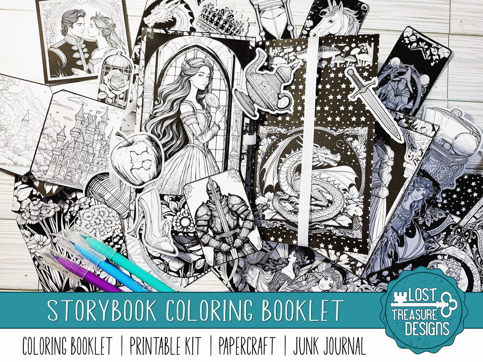 STORYBOOK Coloring Booklet With Junk Journal, Papercraft Printable Kit ...