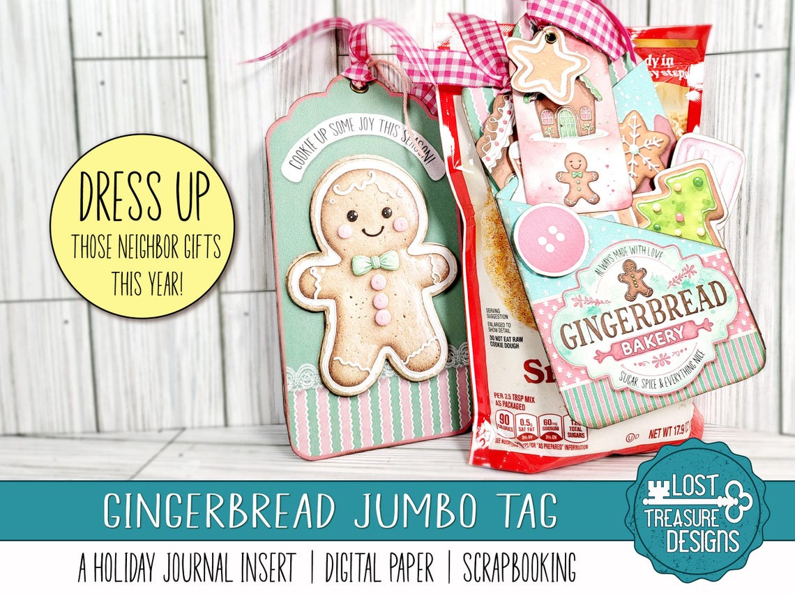 Gingerbread Jumbo Tag: A Sweet Holiday Project. Embellishments, Digital ...