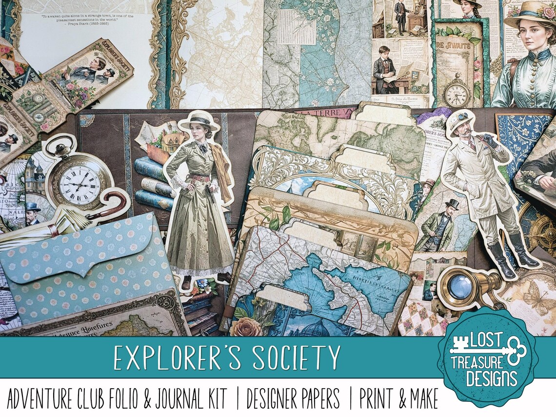 EXPLORER’S SOCIETY: Victorian Adventure Club Folio & Junk Journal Kit ...