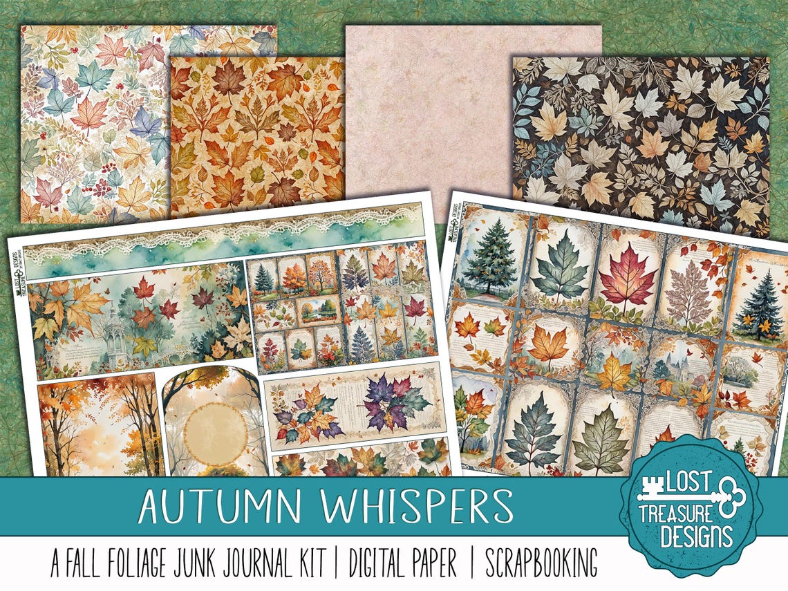 AUTUMN WHISPERS: a Fall Foliage Junk Journal Kit, Embellishments ...