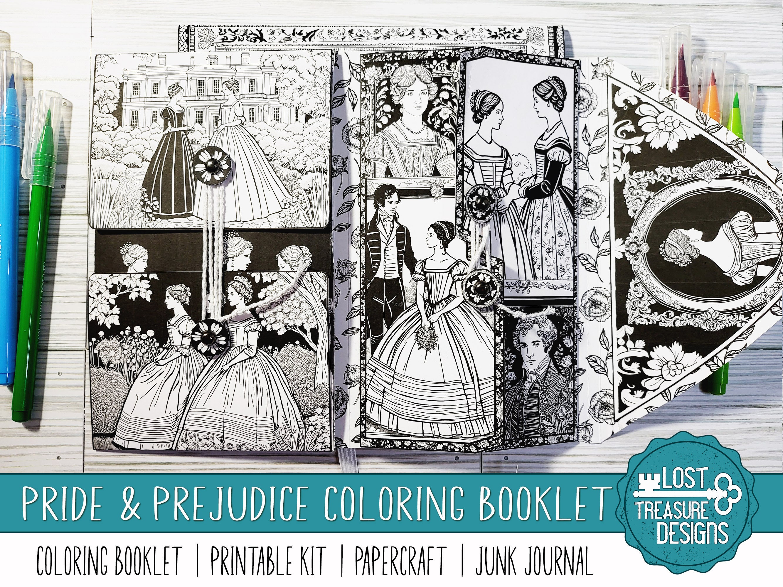 PRIDE & PREJUDICE Coloring Booklet With Junk Journal, Papercraft ... PRIDE & PREJUDICE Coloring Booklet With Junk Journal, Papercraft ...