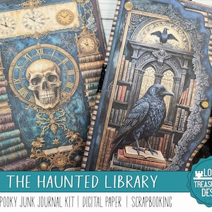 THE HAUNTED LIBRARY: A Spooky Junk Journal Kit, Embellishments, Digital ...